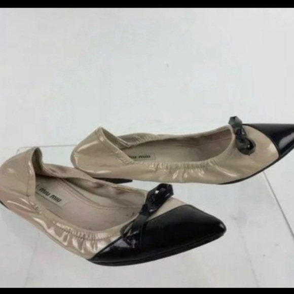 Miu Miu | Shoes | Miu Miu Black And Cream Womens Flats | Poshmark
